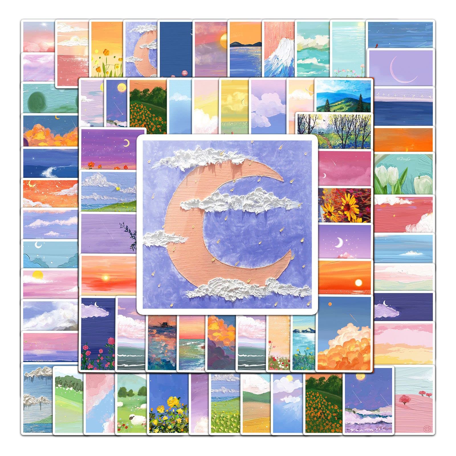 Amazon.com: Landscape Nature Stickers,100 Pcs Oil Painting Stickers ...