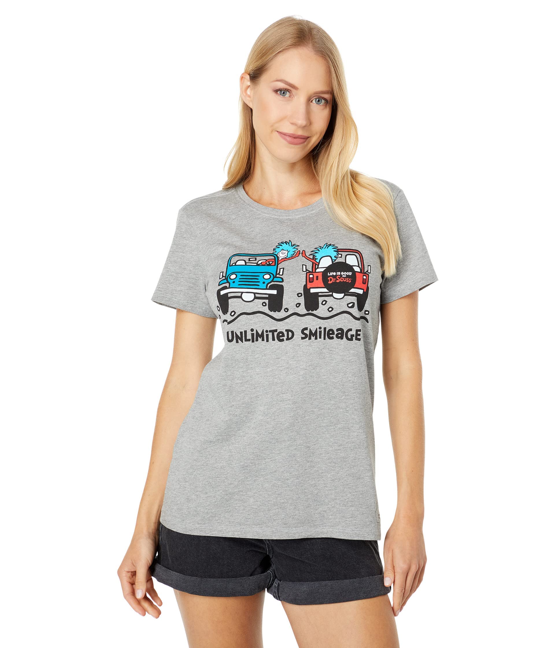 Amazon.com: Life is Good Cat in The Hat Smileage 4x4 Tee Heather Gray ...