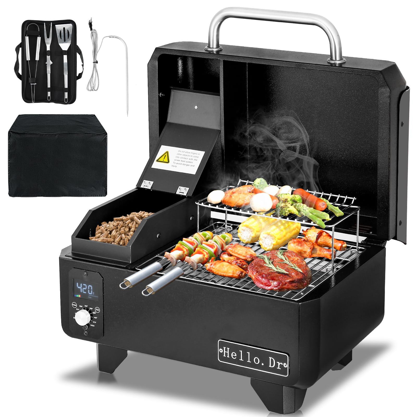 Amazon.com : Hello.Dr Portable Wood Pellet Grill and Smoker,Electric ...