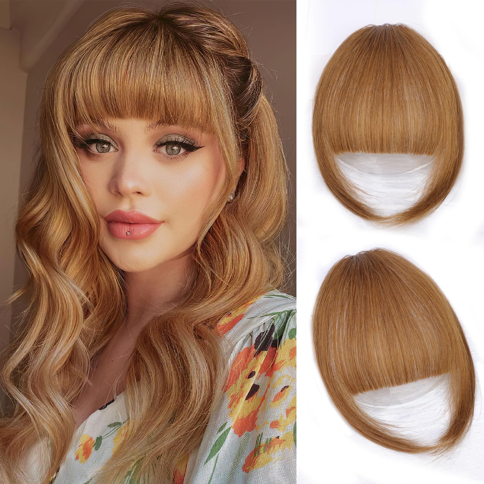 Amazon.com : QGZ Clip in Bangs Fake Bangs Hair Clip Fringe with Temples ...