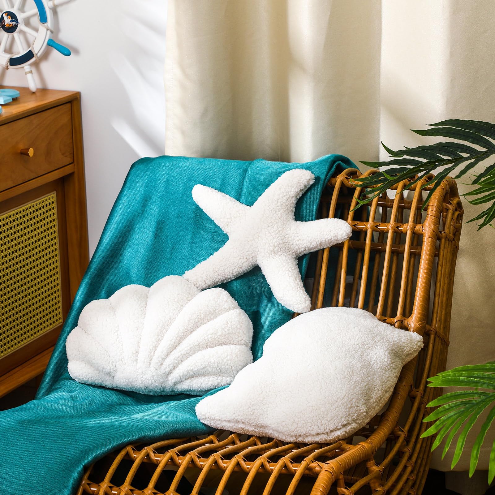 Amazon.com: Soaoo 3 Pcs White Starfish Shell Sea Snail Pillows 11.8 ...