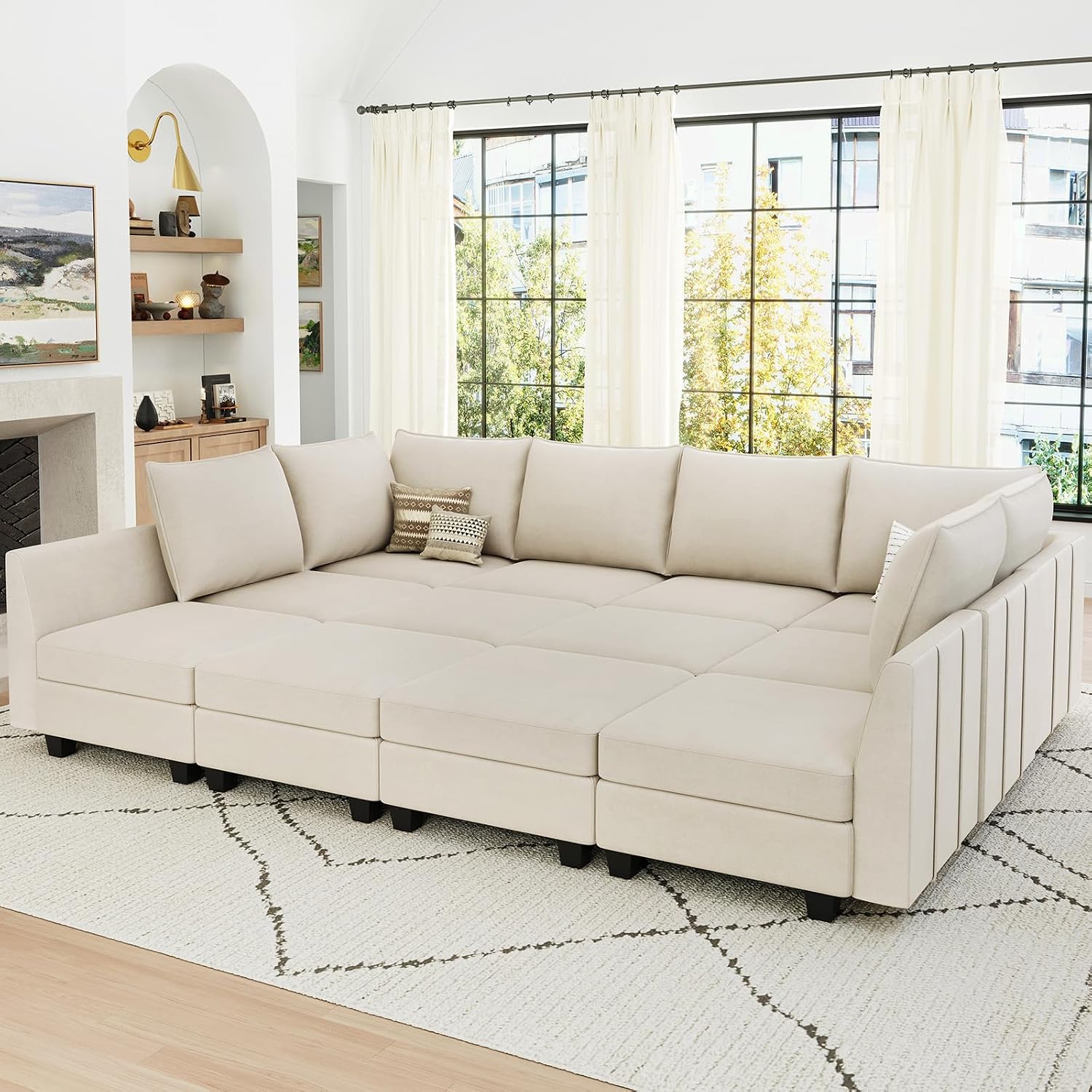 Amazon.com: Belffin Oversized Modular Sectional Couch Sleeper Sofa with ...