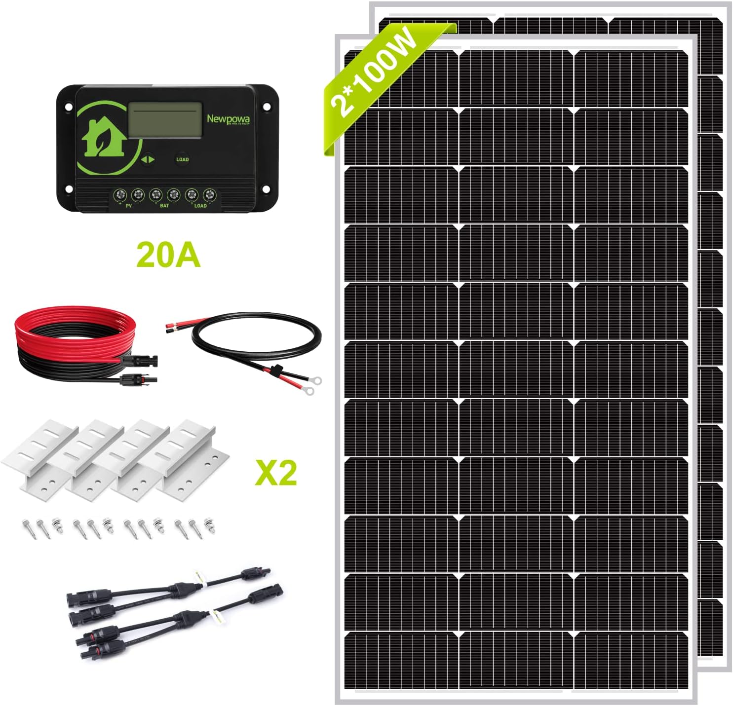 Amazon.com : ECO-WORTHY 400W 12V Monocrystalline Solar Panel Kit: 2pcs ...