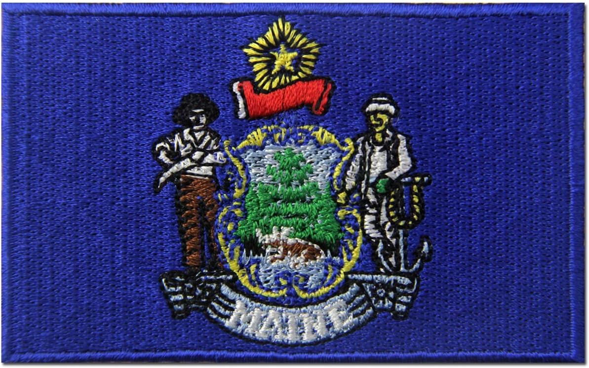 Amazon.com: Maine State Flag Embroidered Emblem Iron On Sew On ME Patch