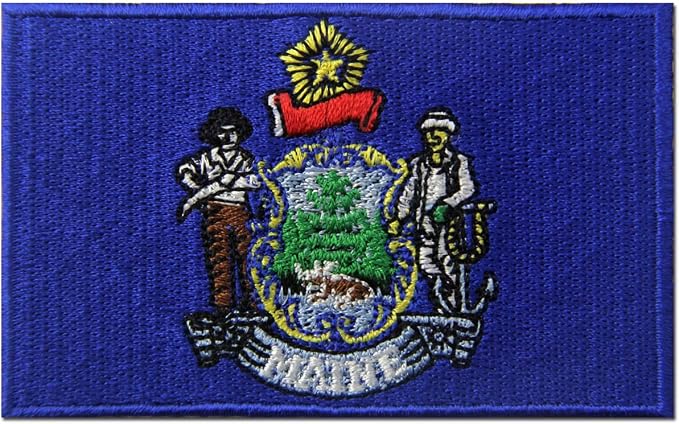 Amazon.com: Maine State Flag Embroidered Emblem Iron On Sew On ME Patch
