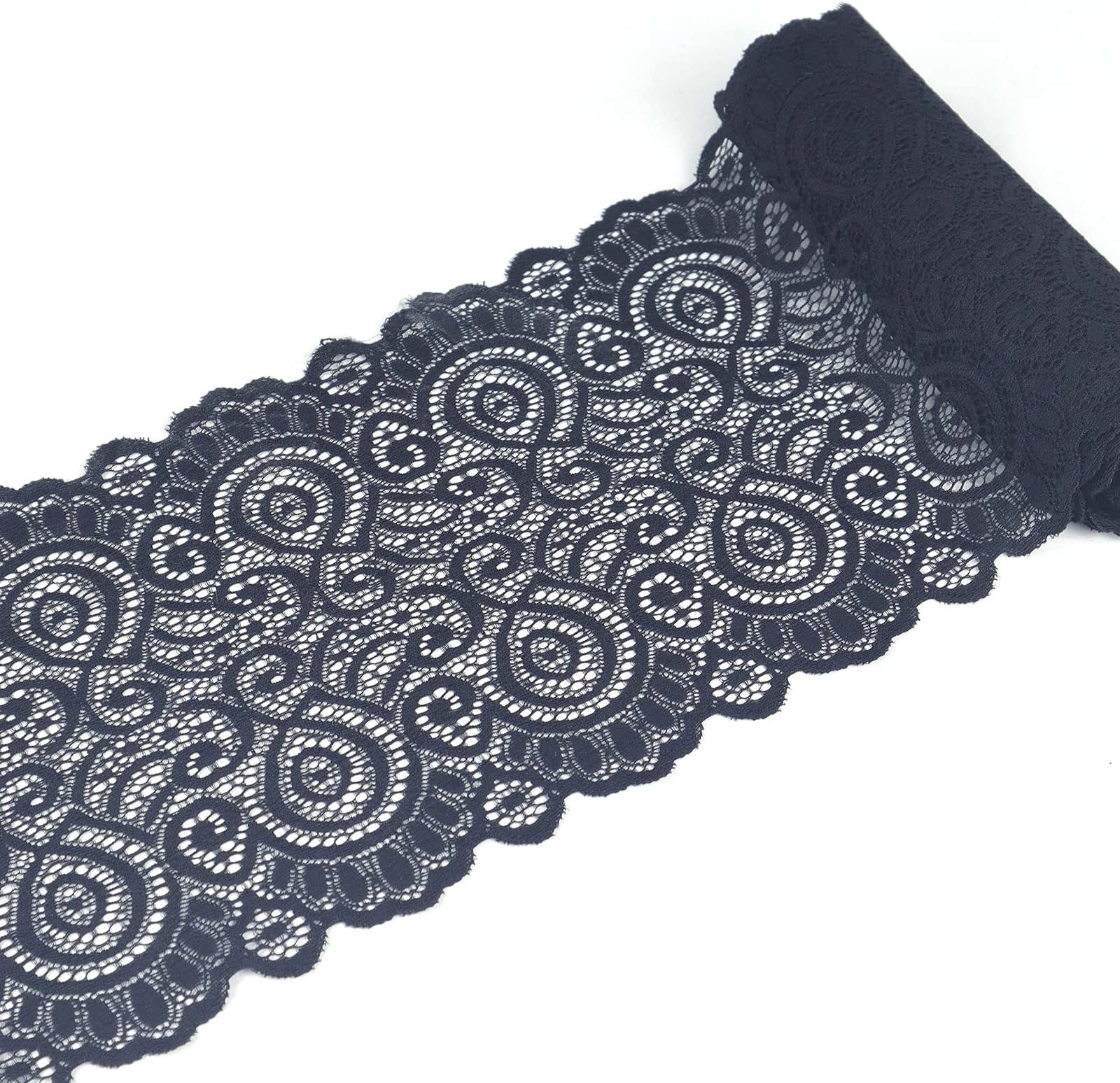 Amazon.com: LaceRealm 7 Inch Wide Floral Stretchy Lace Elastic Trim ...