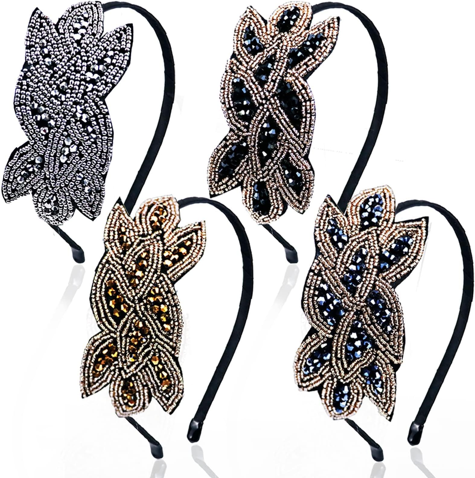 Amazon.com : Jutom 6 Pieces Flapper Headband Floral Leaf Flapper ...