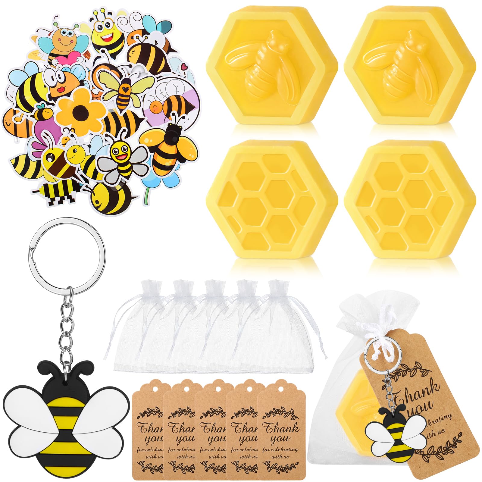 Amazon.com: Dansib 50 Sets Baby Shower Bee Party Favors Honeycomb Bee ...