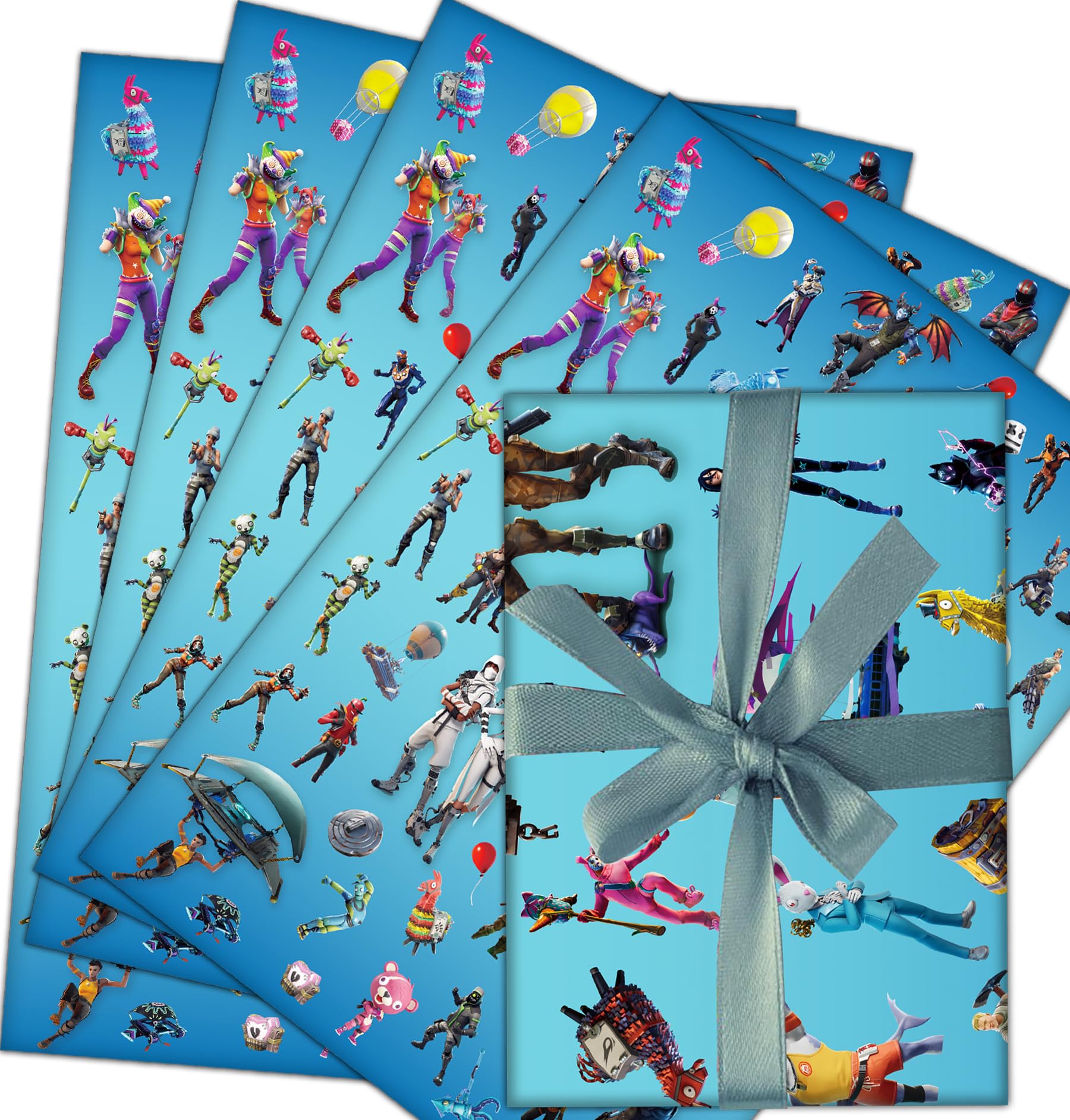 5 Sheets Gaming Wrapping Papers 50cm x 70cm Video Game Gift Wrapping ...