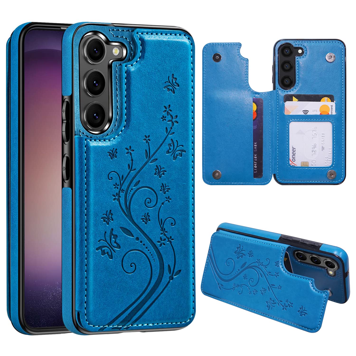Amazon.com: Korecase for Galaxy S24 FE Wallet Case with Card Holder Butterfly Flower PU Leather ...