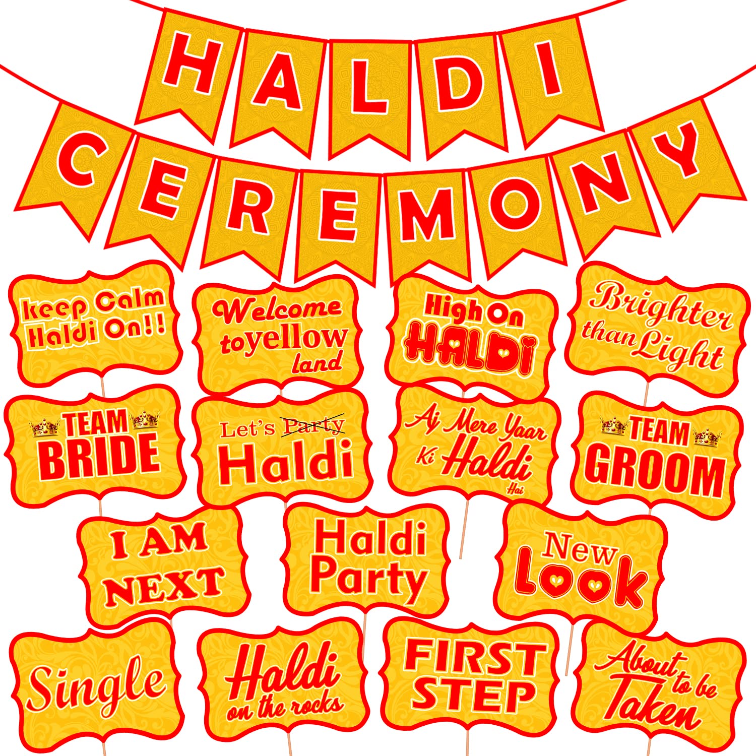 Party Propz Haldi Decoration Items For Marriage - 16 Pcs Haldi Mehndi ...