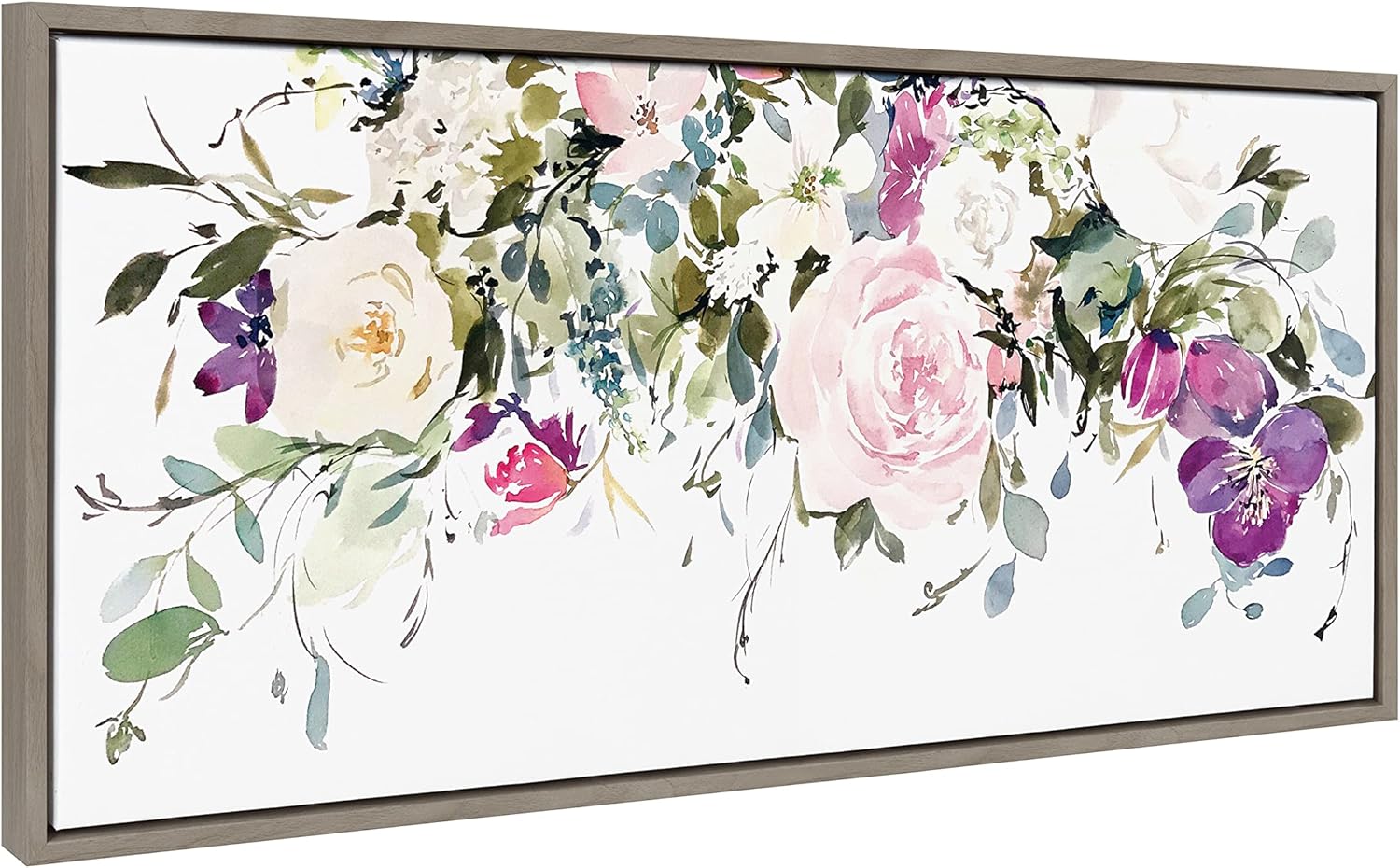 Amazon.com: Kate and Laurel Sylvie 13 Ink Wash Floral Framed Canvas ...