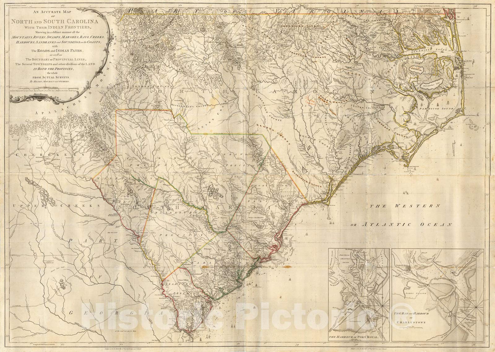Amazon.com: Historic Map - an Accurate Map of North and South Carolina ...