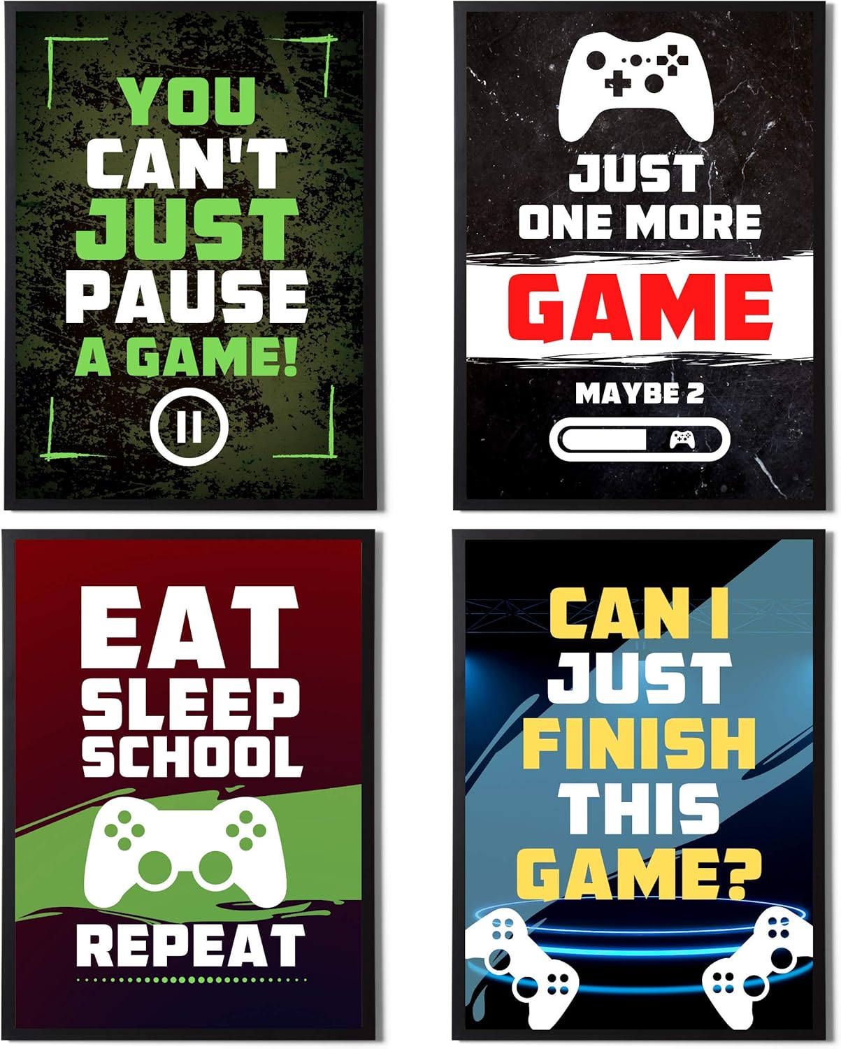 4 Pack Boys/Mens Video Game Wall Art Prints - Funny Set of 4 Stylish ...