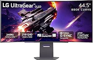 Amazon.com: LG 45GS95QE Ultragear OLED Monitor curvo para juegos de 45 pulgadas WQHD 800R 240Hz ...