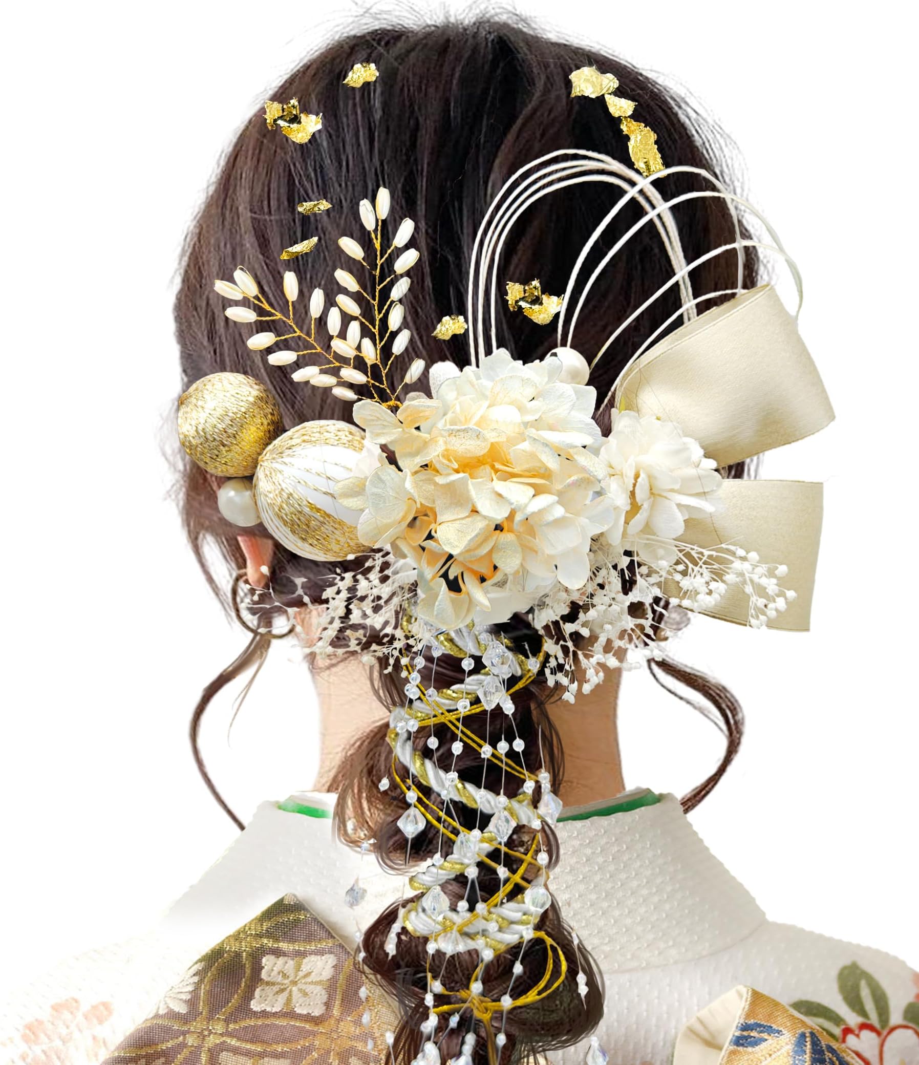 Amazon | [JZOON] 髪飾り 成人式 髪飾り 8色 ドライフラワー 造花飾り 水引 紐 ダリア ヘアーアクセサリー 和玉 かすみ草 金箔 人気 和服 着物 振袖 袴 花 浴衣 成人 ...