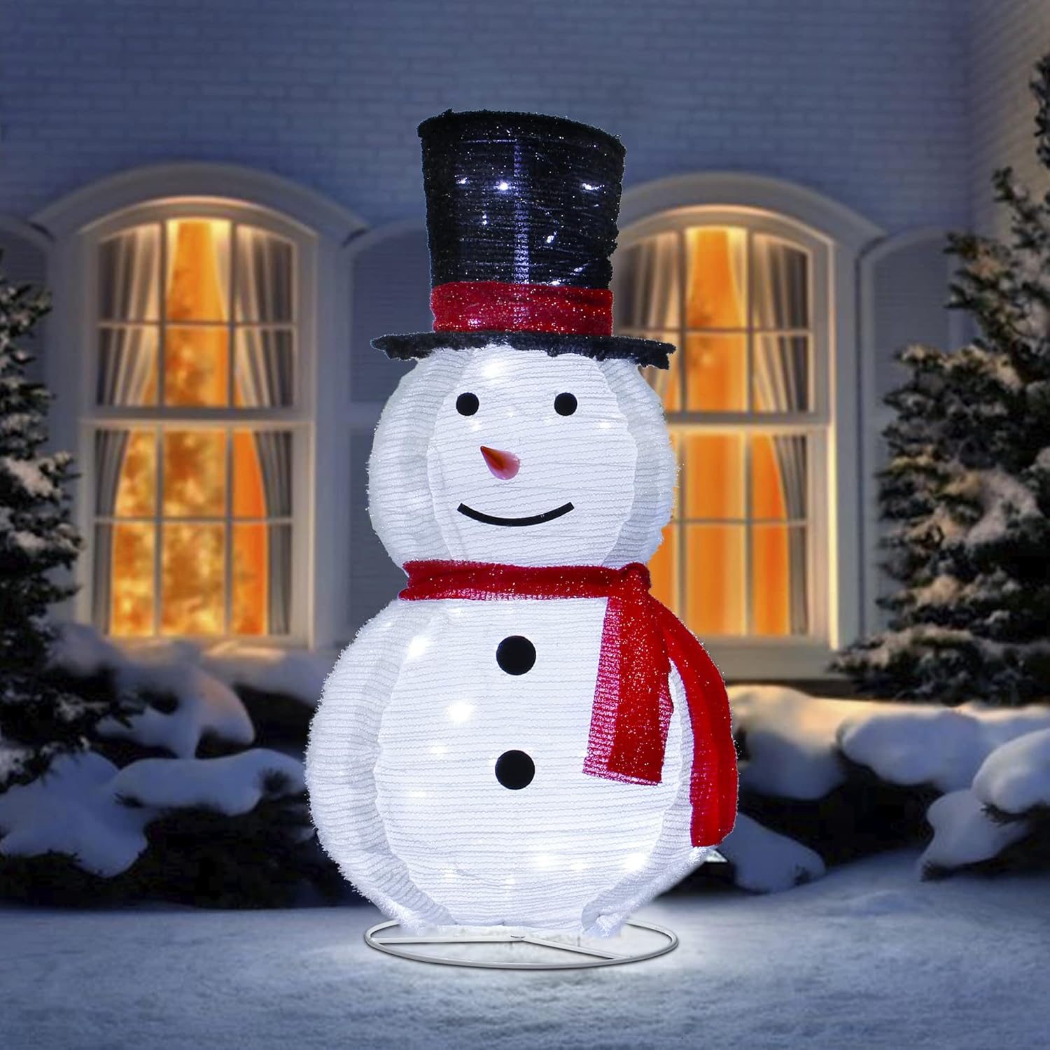 Amazon.com: ATDAWN 3ft Snowman with Black Top Hat, Collapsible Outdoor ...