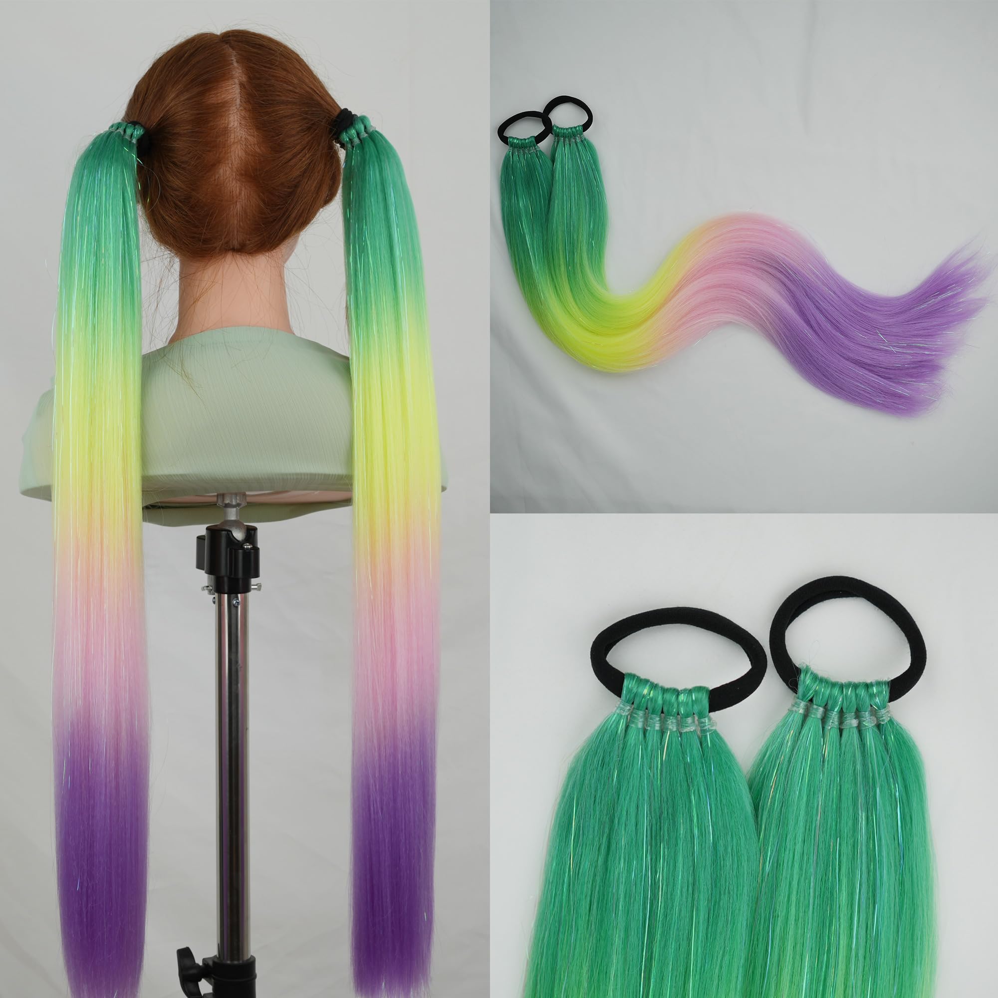 Amazon.com : CliCling 4 Colors Braiding Ponytail Hair Extensions Mix ...