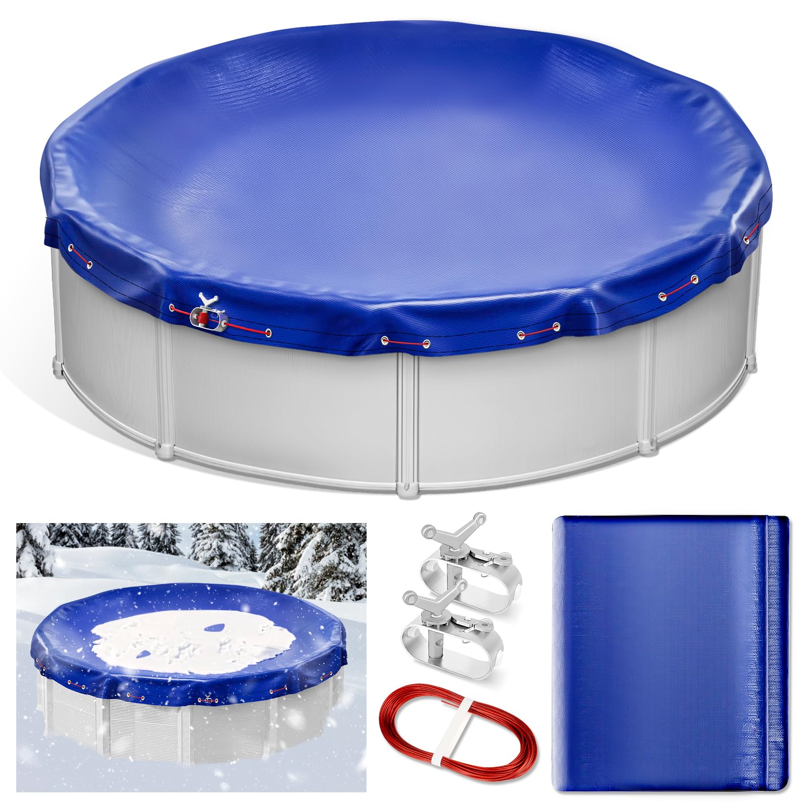 Amazon.com : Keycci 24FT Round Winter Pool Cover for Above Ground Pools ...
