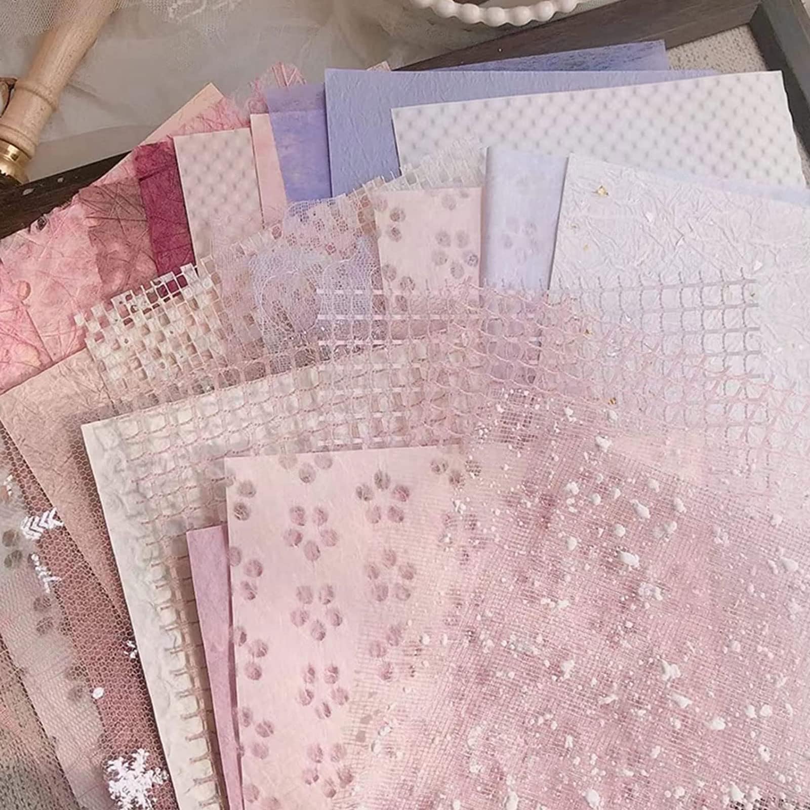 30Pcs Scrapbook Paper, Textured Paper,Openwork Lace Craft Paper for ...