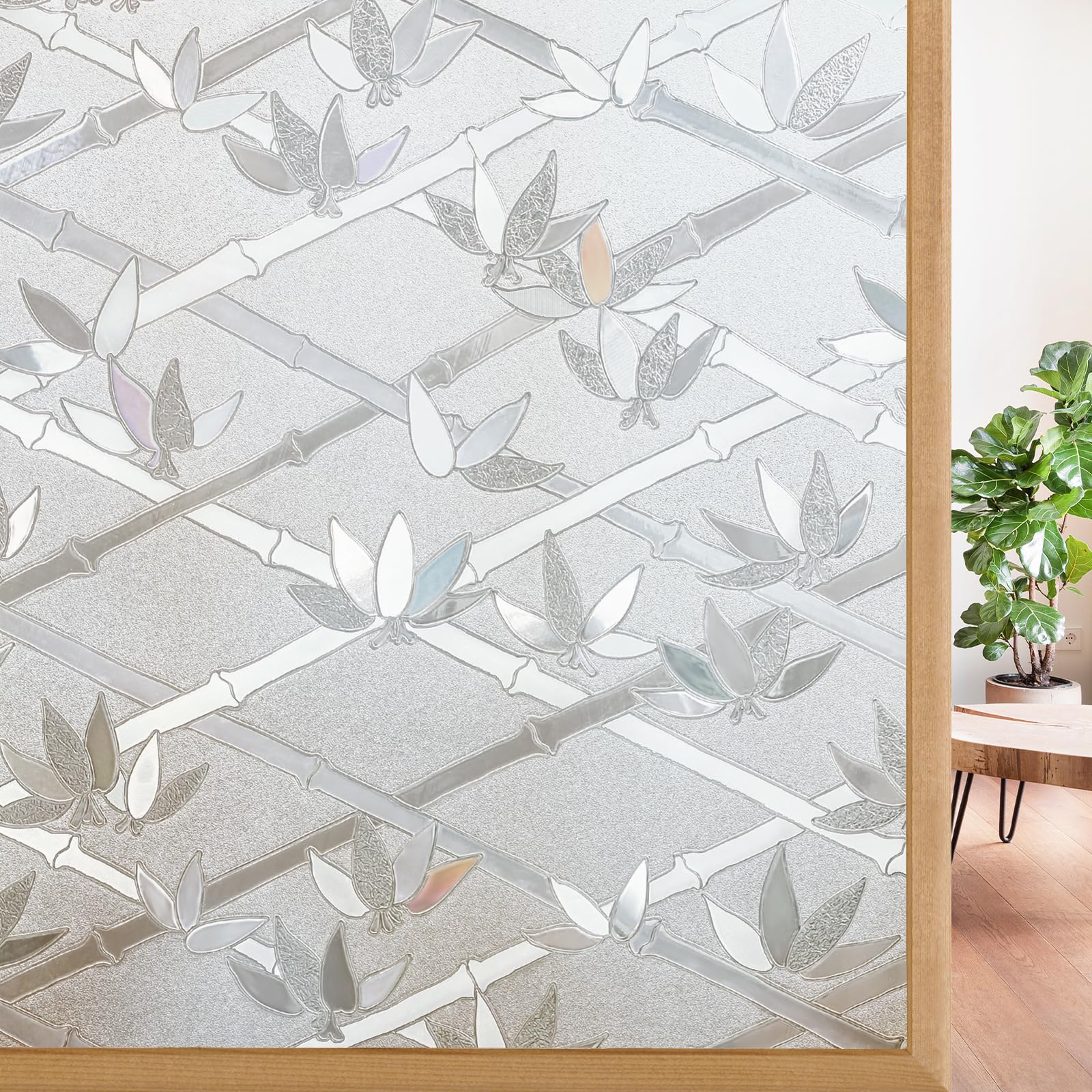 Snapklik.com : Rabbitgoo Window Privacy Film Frosted Bamboo Pattern ...