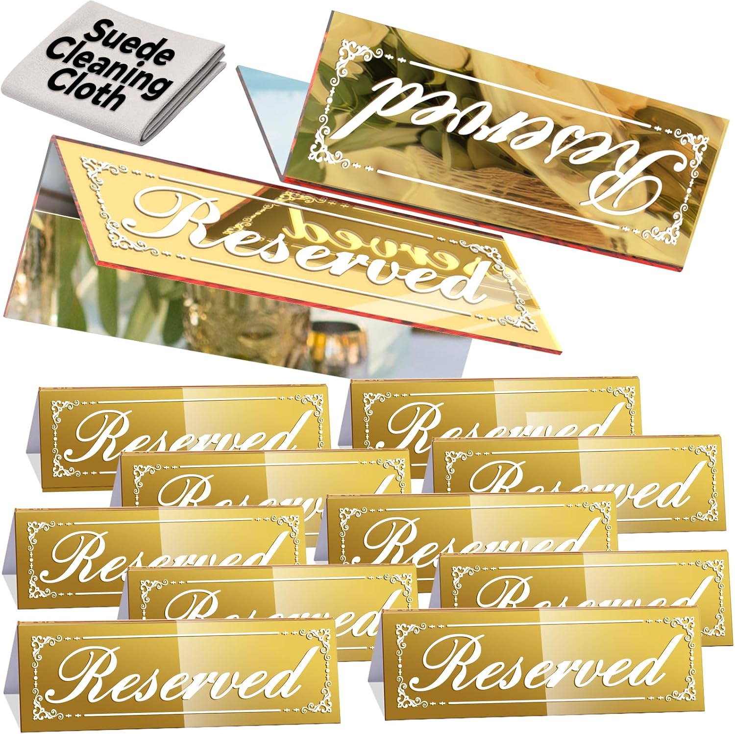 Amazon.com: Framokoko 12 Pcs Mirrored Gold Reserved Table Signs, 6" x 2 ...