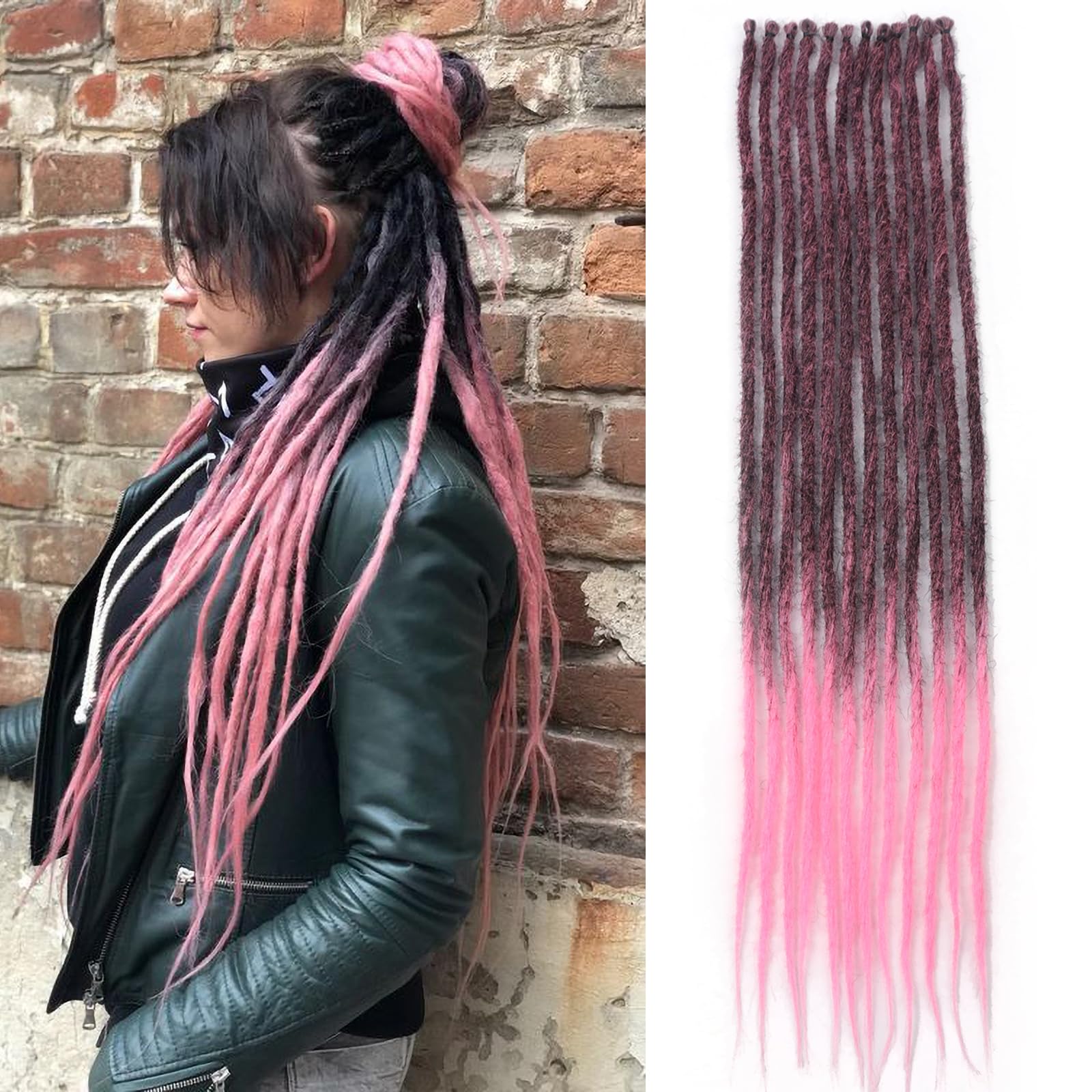 Snapklik.com : Dreadlock Extensions Ombre Pink Locs Crochet Hair For ...