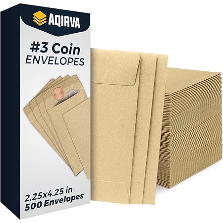 Amazon.com : Aqirva #3 Coin Envelopes 500 Pcs - 2.5×4.25 Inches – Thick ...