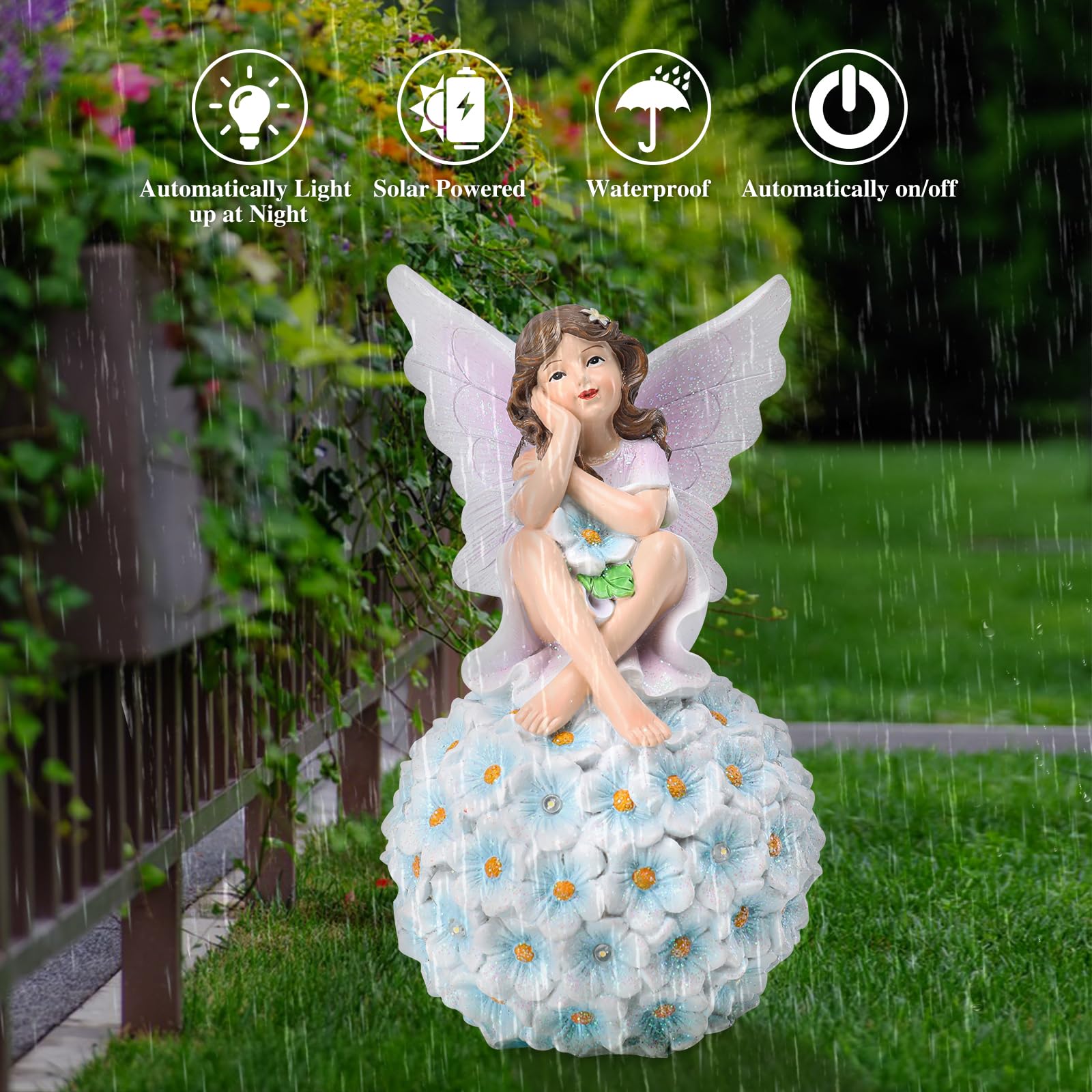 Snapklik.com : Fairy Garden Statue Outdoor Decor, Solar Flower Fairy ...