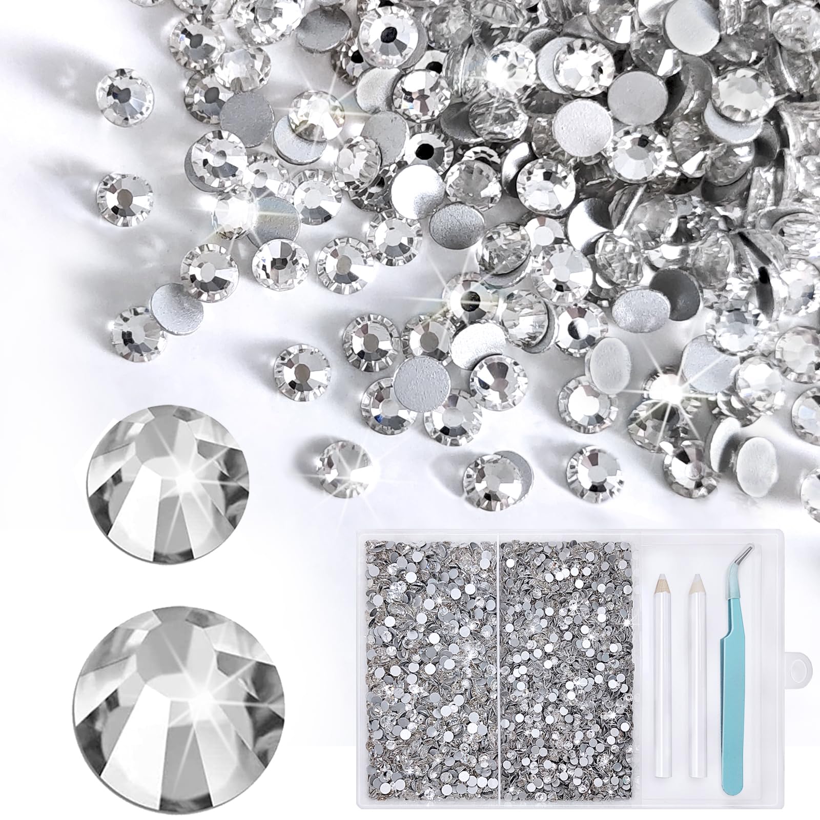 Amazon.com: Yhsheen Rhinestones for Crafts,2880 Pcs Clear Flatback Gems ...