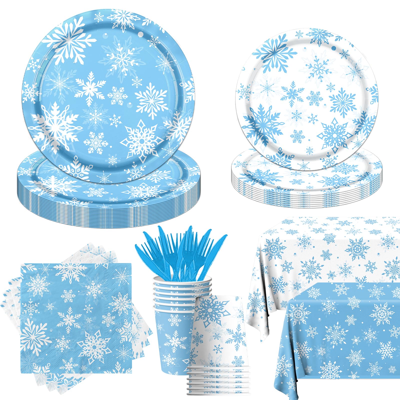 Amazon.com | 142Pcs Winter Snowflake Paper Plates and Napkins Sets with ...
