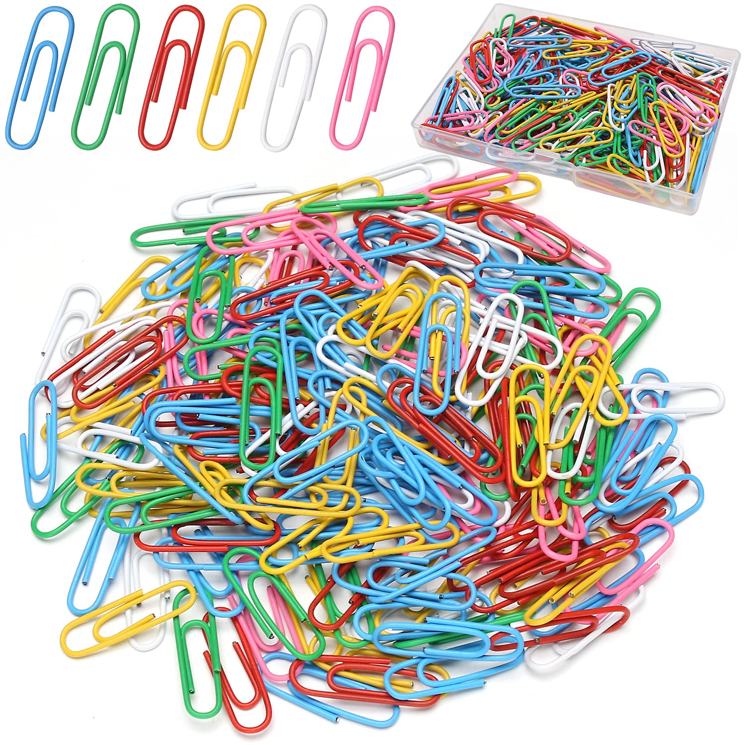 Amazon.com : Elisel Paper Clips, 200pcs Medium Size (1.3 inch) Colored ...