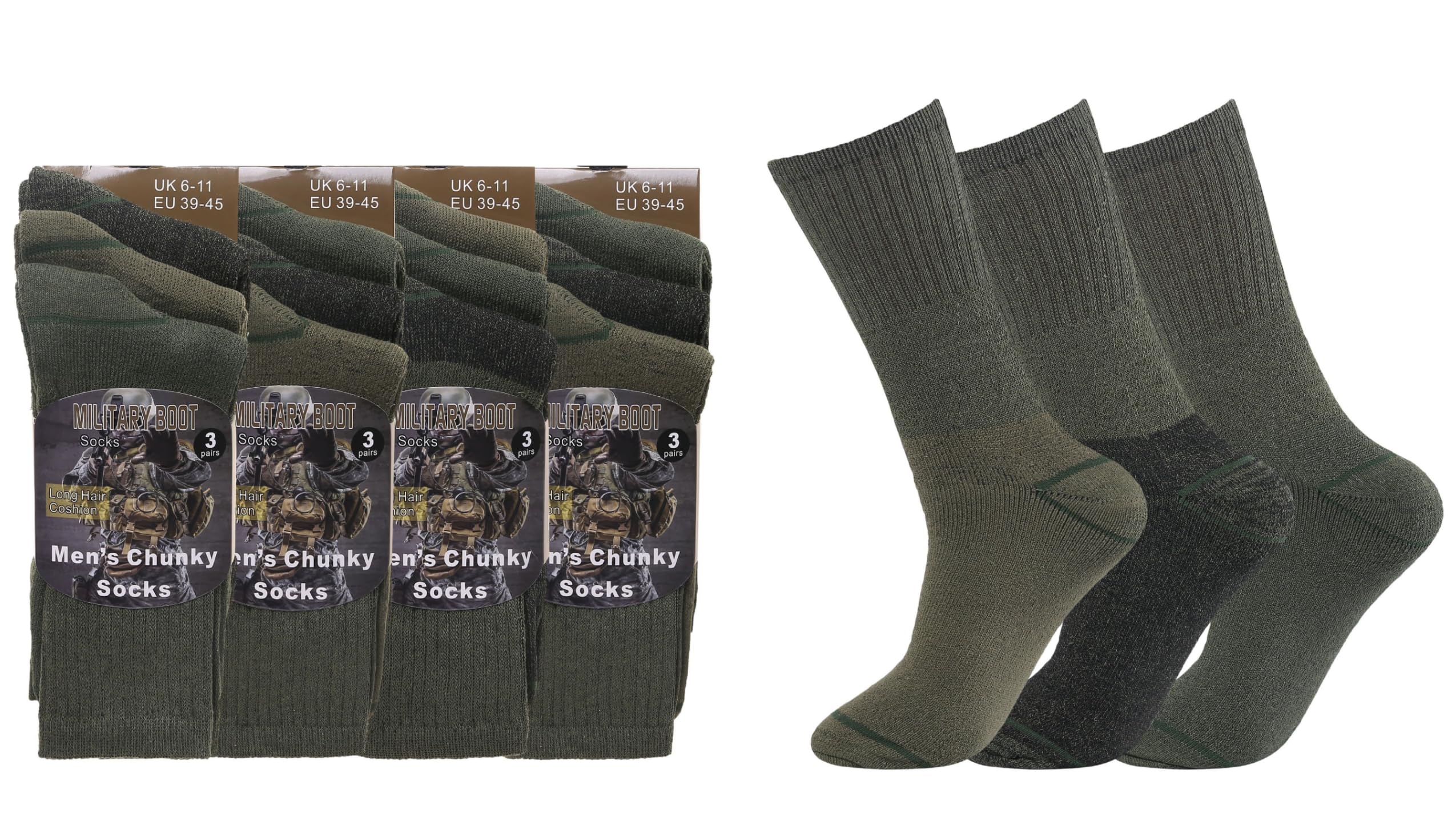 ARG 6 Pairs Men’s Army Military Sock Combat Boots Hiking Padded Thermal ...