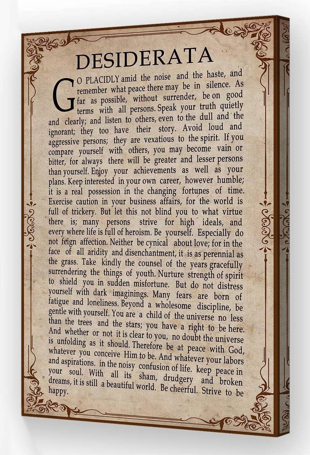 Amazon.com: Desiderata Poem by Max Ehrmann - Inspirational Quote Canvas ...