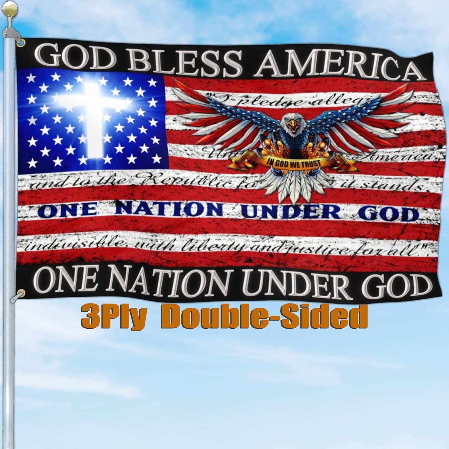 Amazon.com: Auoltior One Nation Under God Flag Patriotic God Bless ...