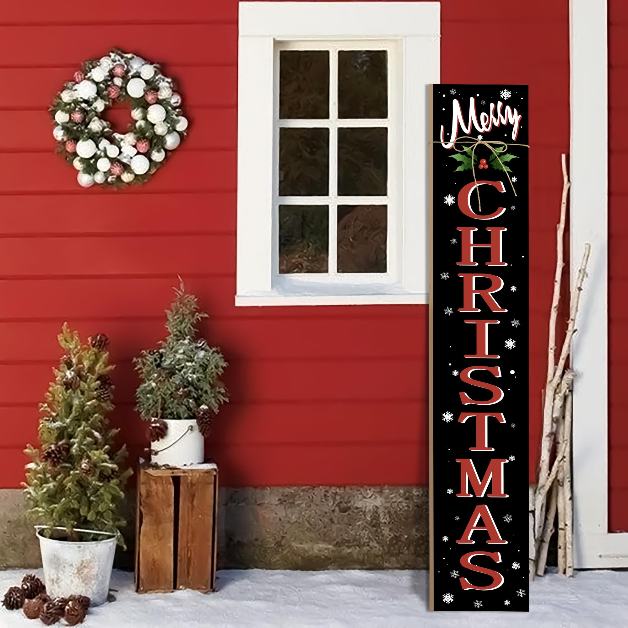 Amazon.com : Merry Christmas Welcome Porch Sign Xmas Wooden Door Sign ...