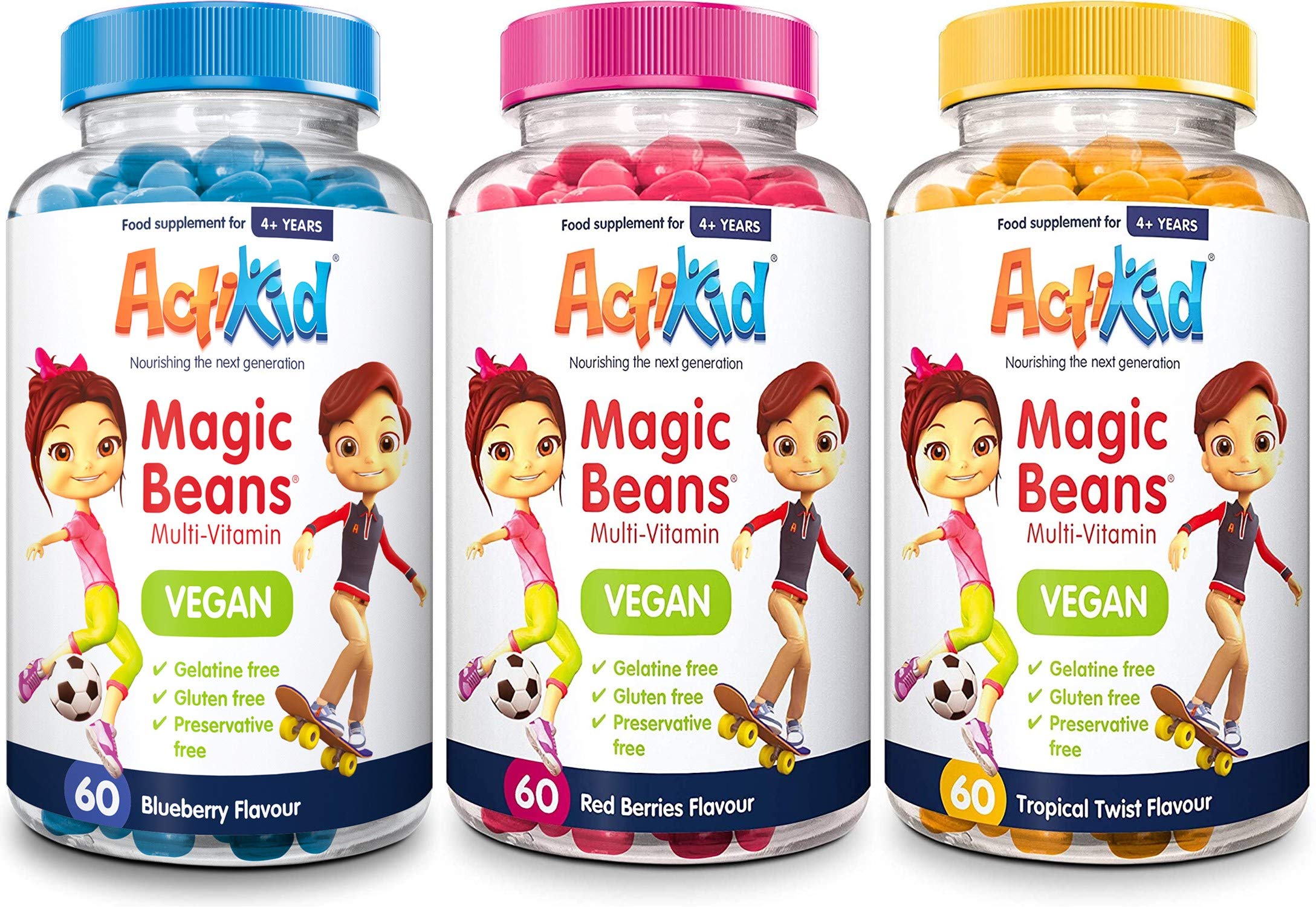 3 Pack Actikid Vegan Magic Beans Multi Vitamin Red Berries | Desertcart ...
