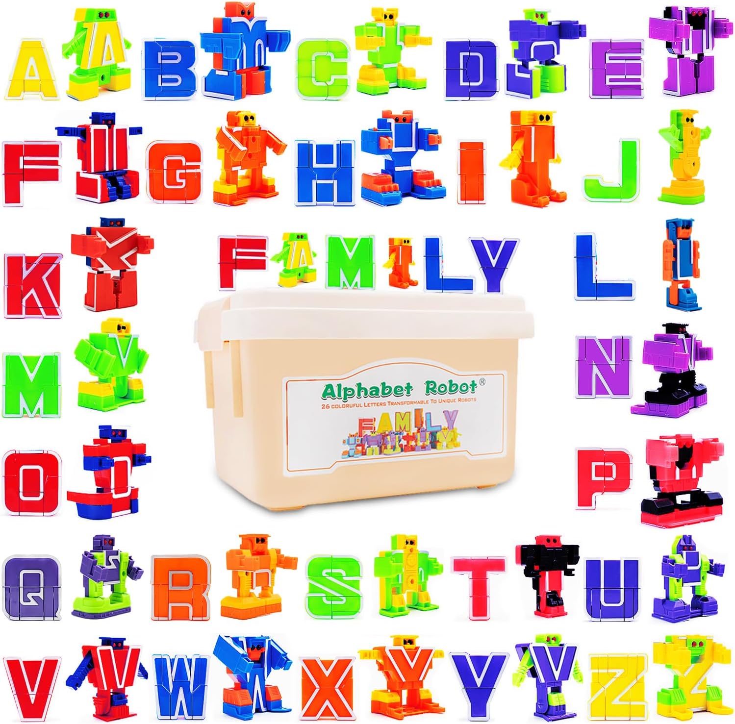 Amazon.com: Siiziitoo 26 Pieces Alphabet Robots Toys for Kids ...