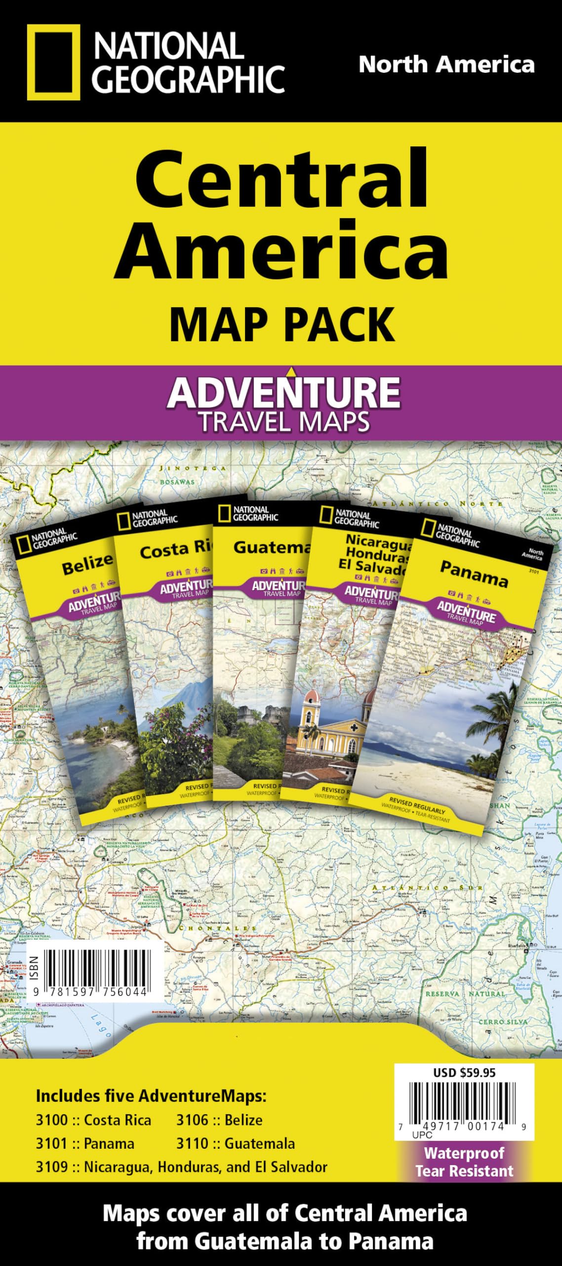 Central America [Map Pack Bundle] (National Geographic Adventure Map ...