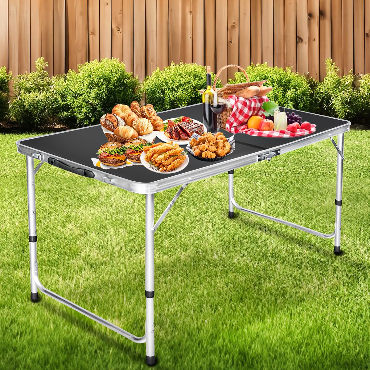 Mesa de Camping Dobrável em Alumínio 120x60（Preto) | Amazon.com.br