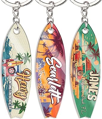 Amazon.com: Personalized Acrylic Surfboard Keychain – Custom Name ...