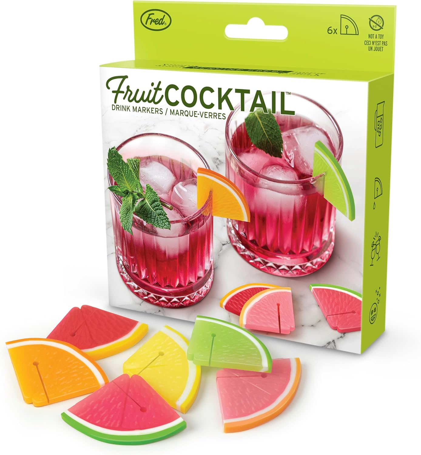 Amazon.com | Genuine Fred FRUIT COCKTAIL Citrus Drink Markers, Set of 6 ...