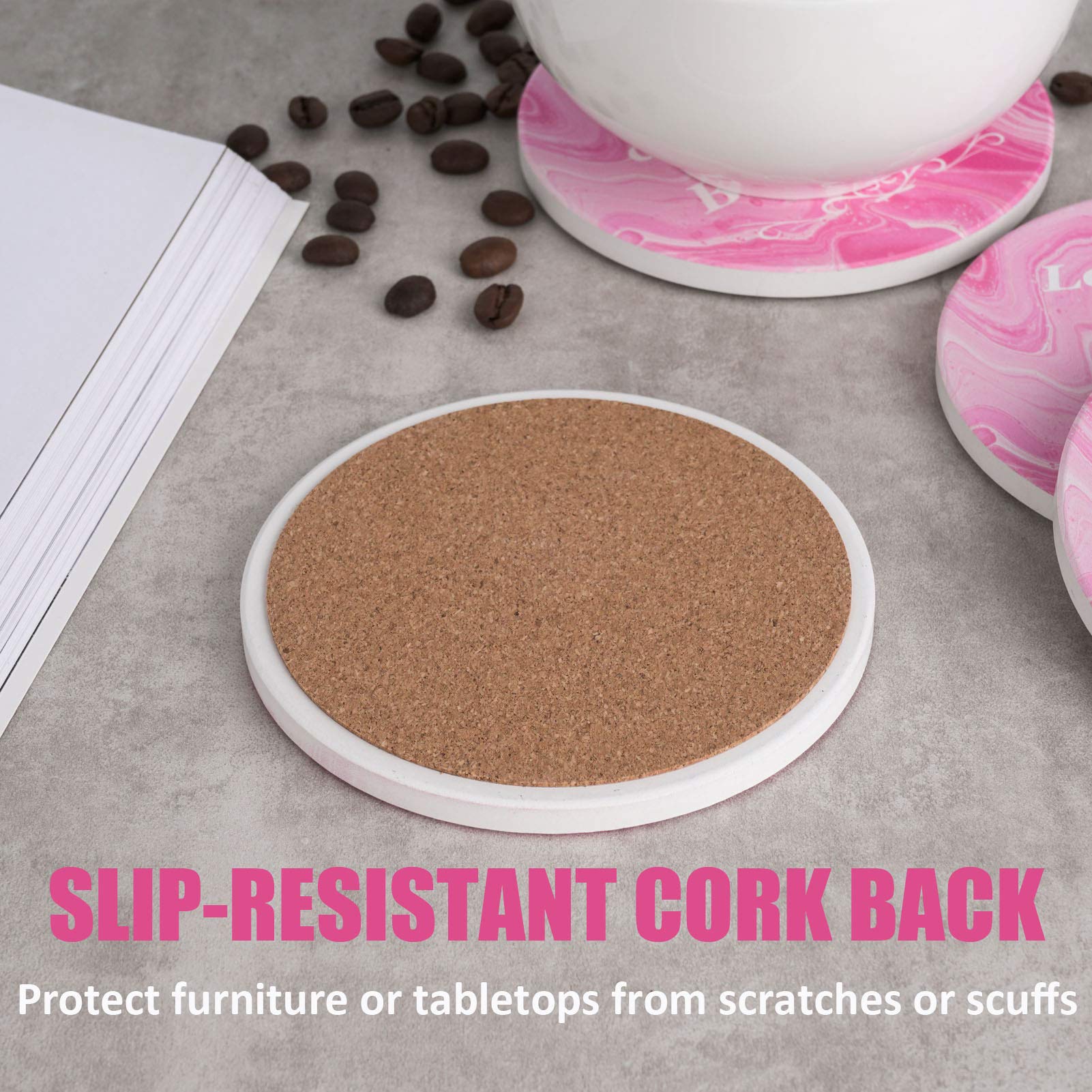 Coasters for Drinks, Funny Drink Coasters Absorbent with Holder 6 Pcs ...