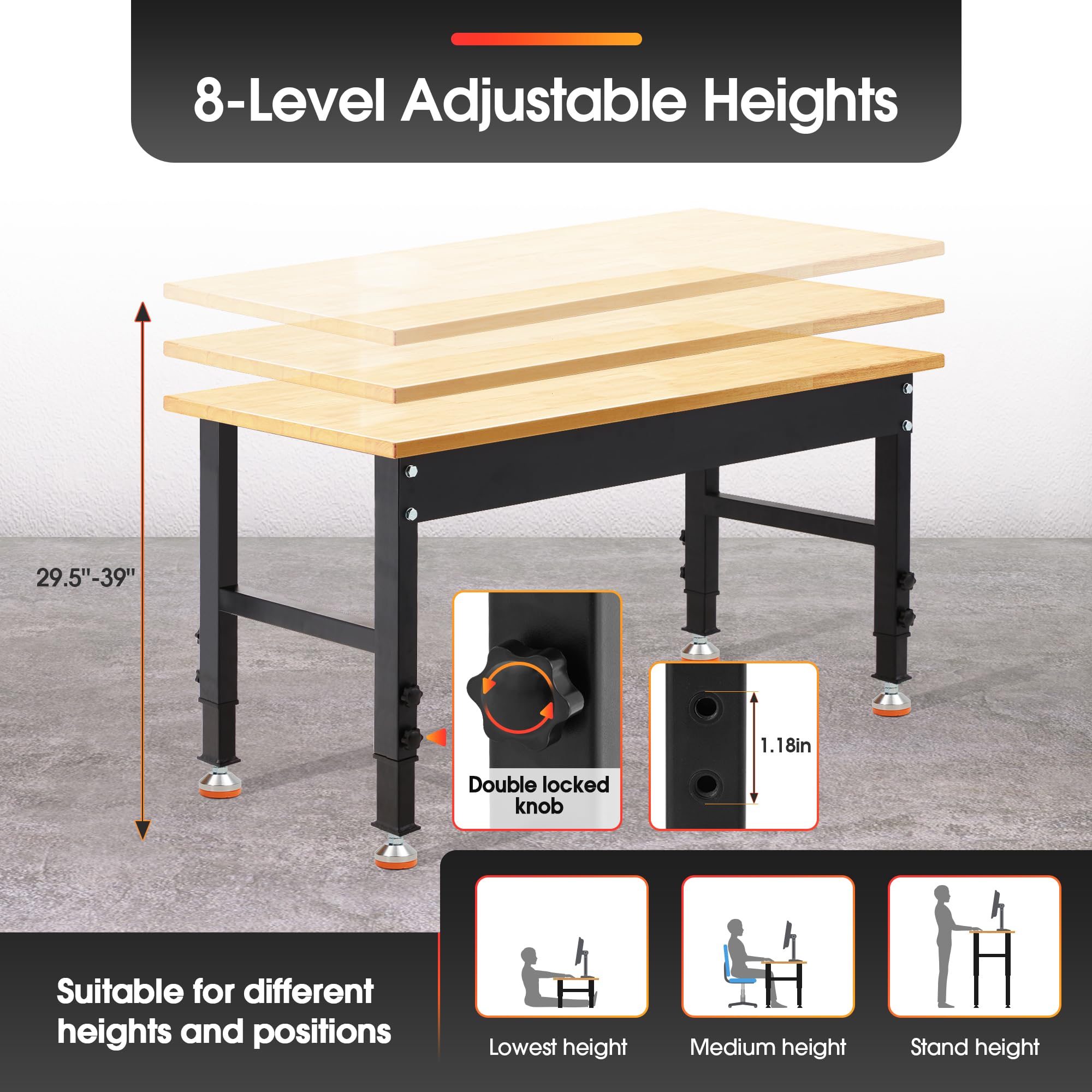 Snapklik.com : Antifir 48" Adjustable Workbench,Heavy Duty Workstation