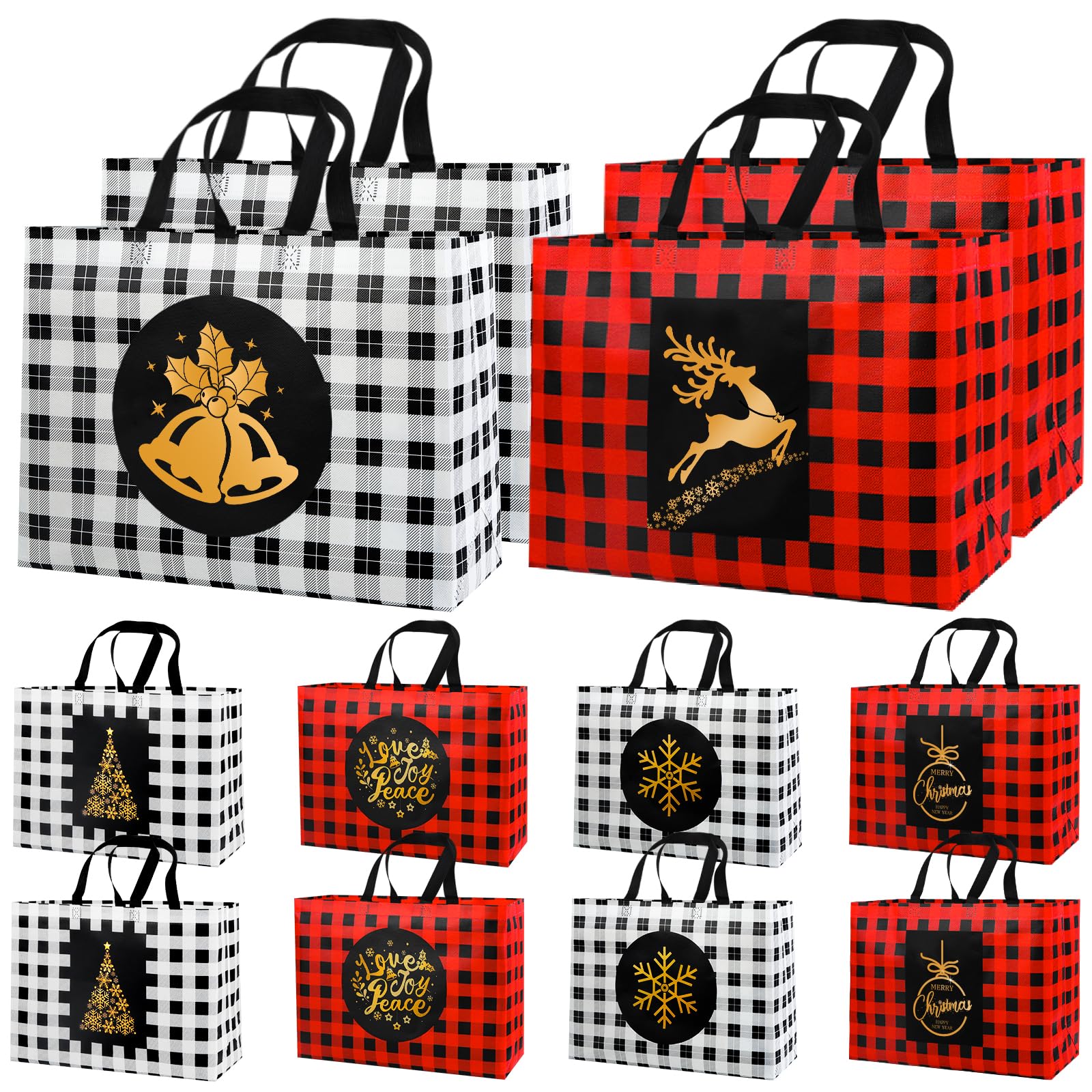 DIYDEC 12PCS Large Christmas Gift Tote Bags 6 Styles Xmas Shopping ...