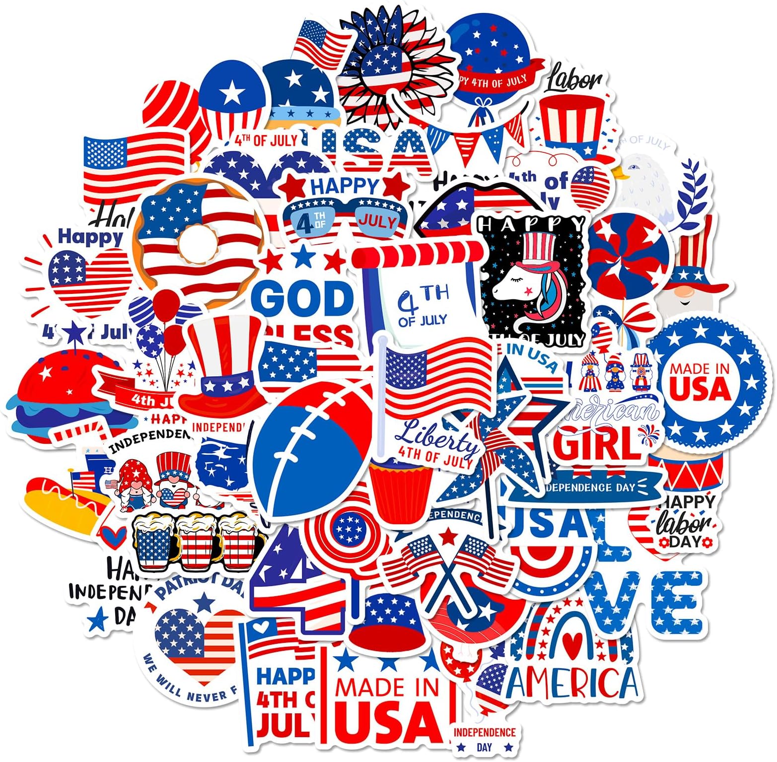 Amazon.com: 50 Pieces Independence Day Stickers American Patriotic ...