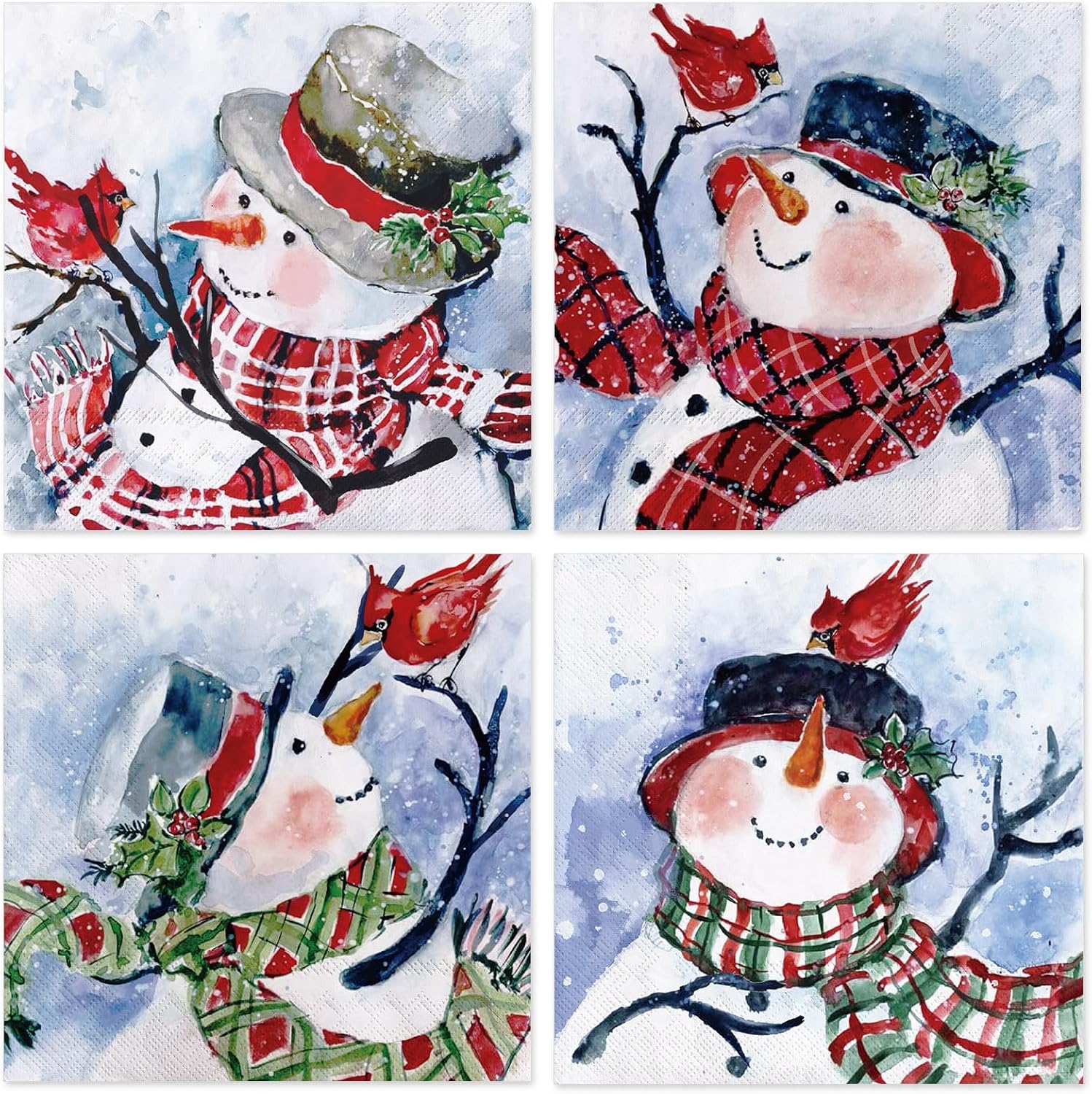 Amazon.com: JarThenaAMCS 80Pcs Winter Paper Napkins Snowman Dispasable ...