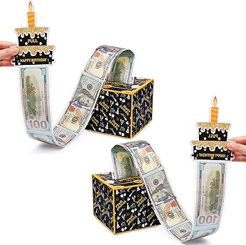 Amazon.com: Meiidoshine 2 Pack Birthday Money Box for Cash Gift Pull ...