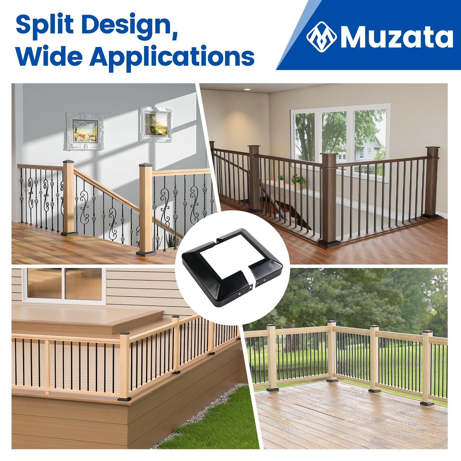 Snapklik.com : Muzata 4Pack Post Skirt Split Style Post Base Cover ...