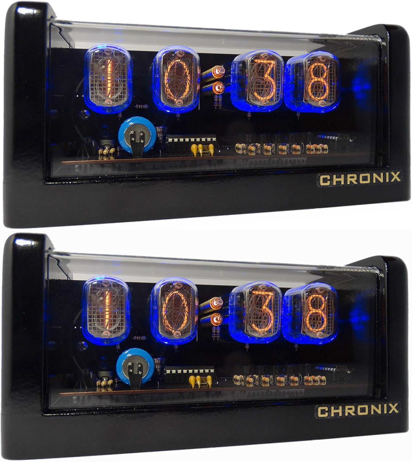 Amazon.de: CHRONIX Nixie Tube Clocks Set of 2pcs 4xIN-12 with Alarm ...
